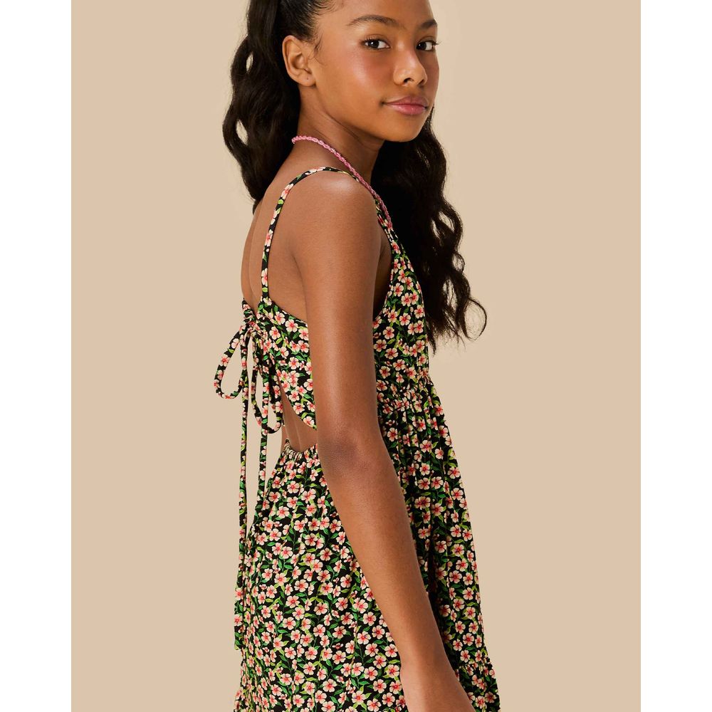Vestido Malha Hibiscos Mini - Loja Fabula